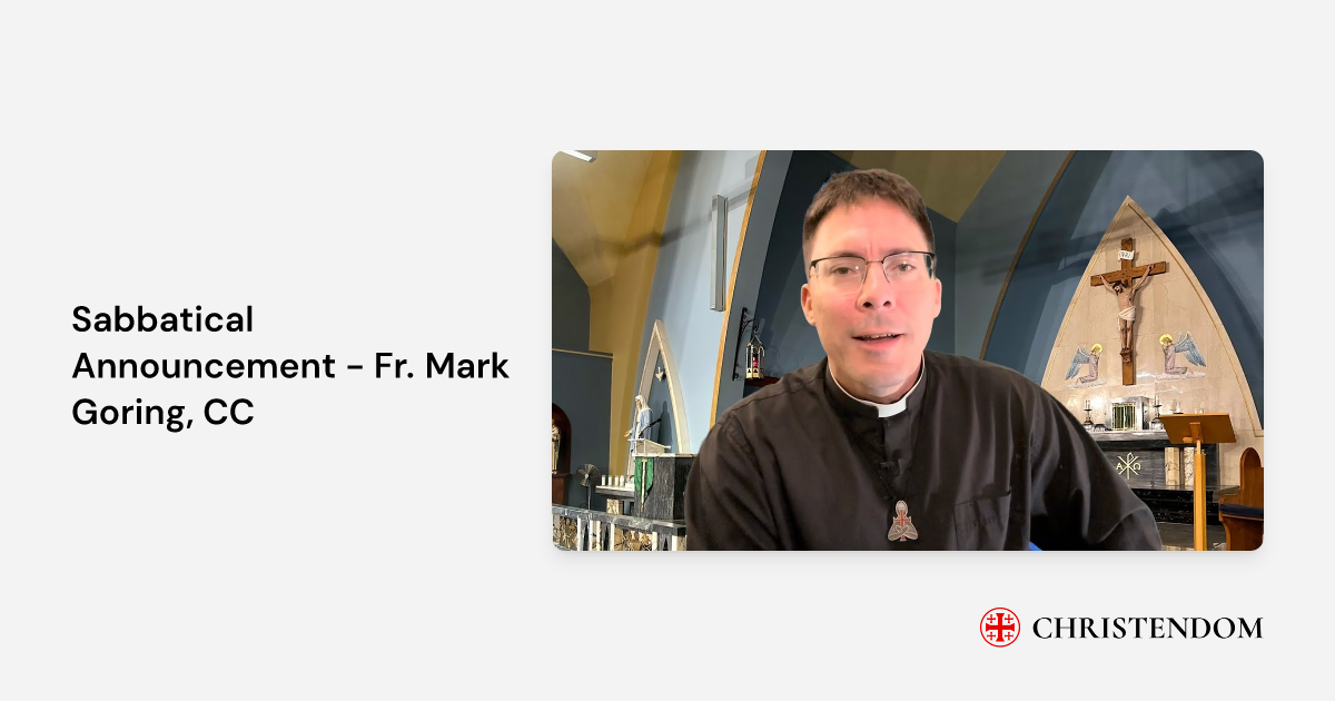 Sabbatical Announcement - Fr. Mark Goring, CC - Fr. Mark Goring ...