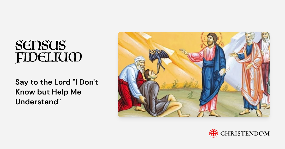 Say to the Lord "I Don't Know but Help Me Understand" - Sensus Fidelium ...